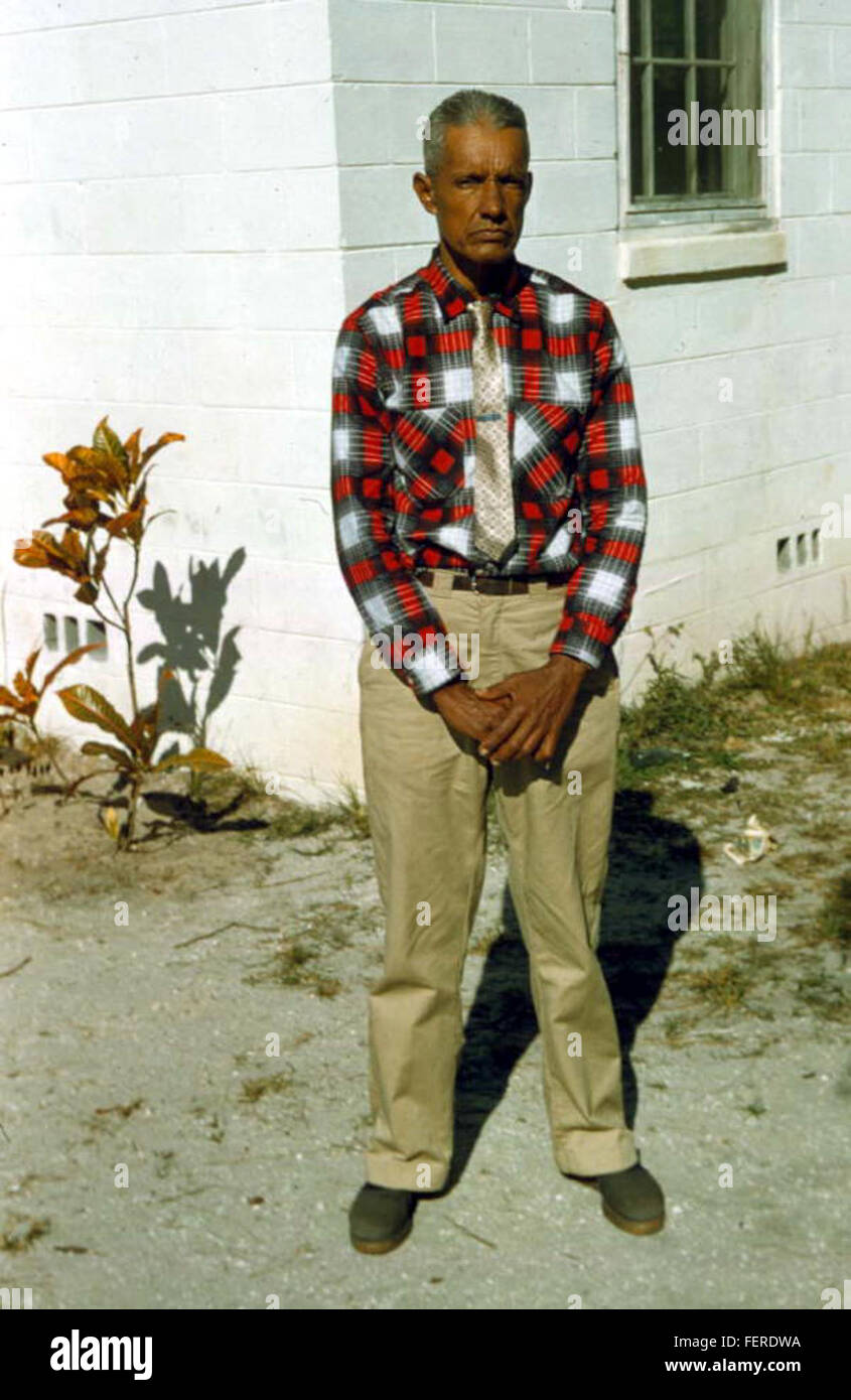 A portrait of a Seminole man at the Brighton Indian Reservation ...