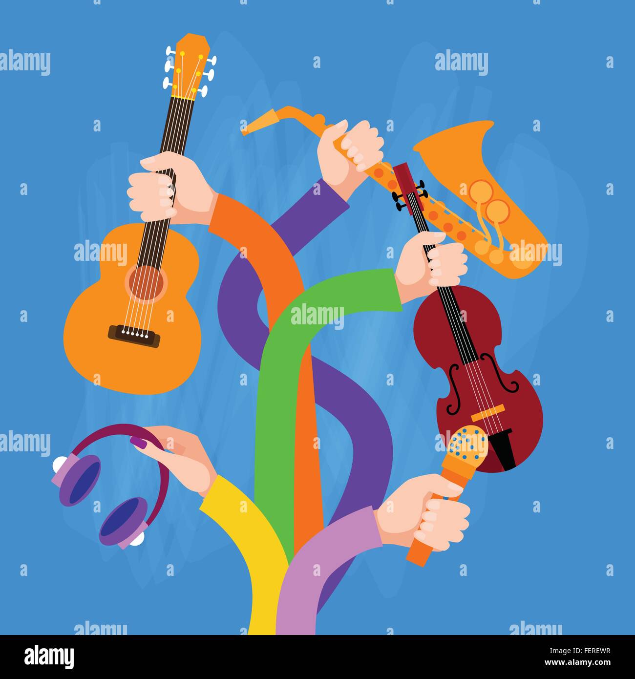 Group Hands Holding Musical Instruments Stock Vector Image & Art - Alamy