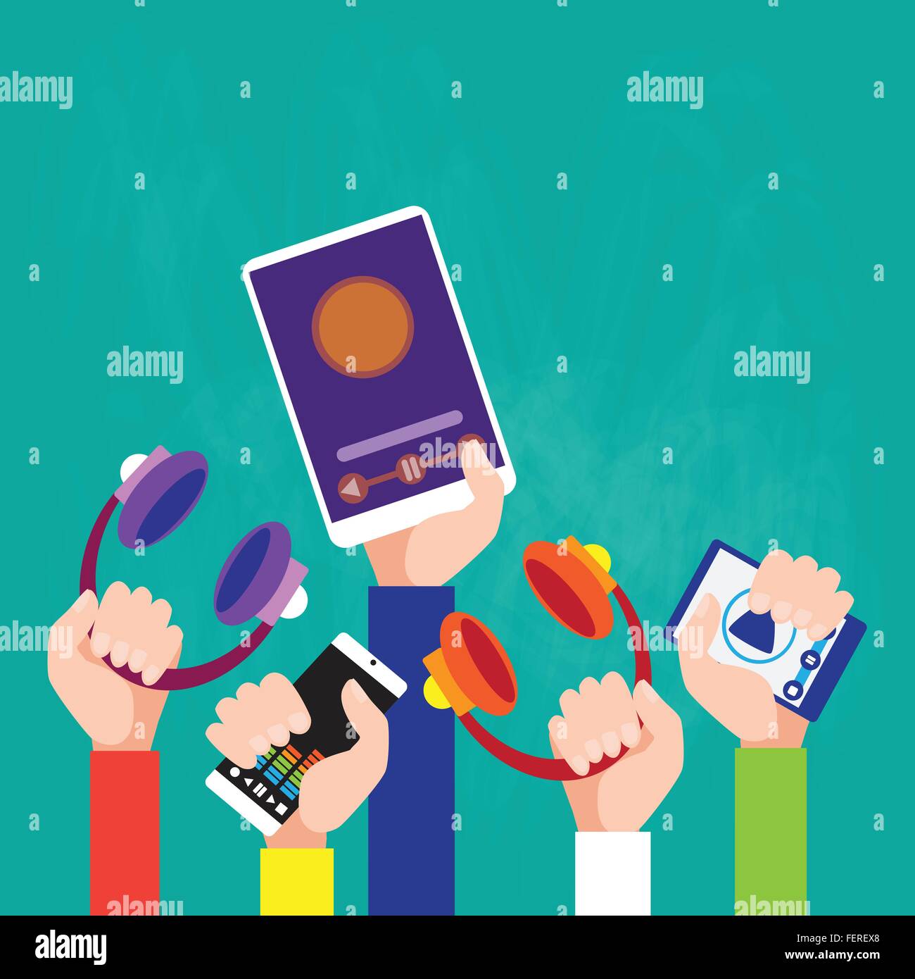 Hands Group Holding Music Device Player Tablet Smartphone Modern ...