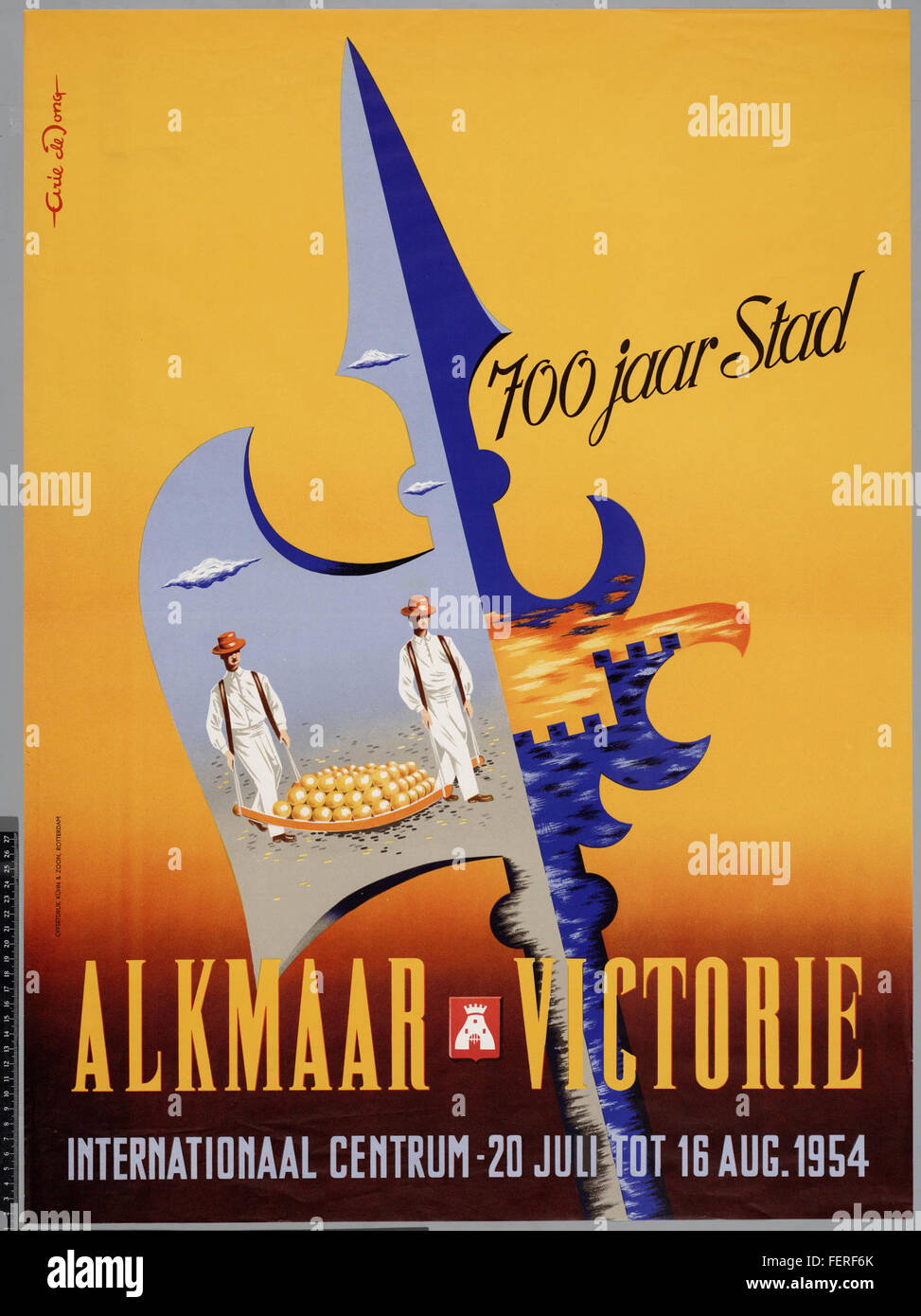 A historical poster celebrating the 700th anniversary of Alkmaar, a ...