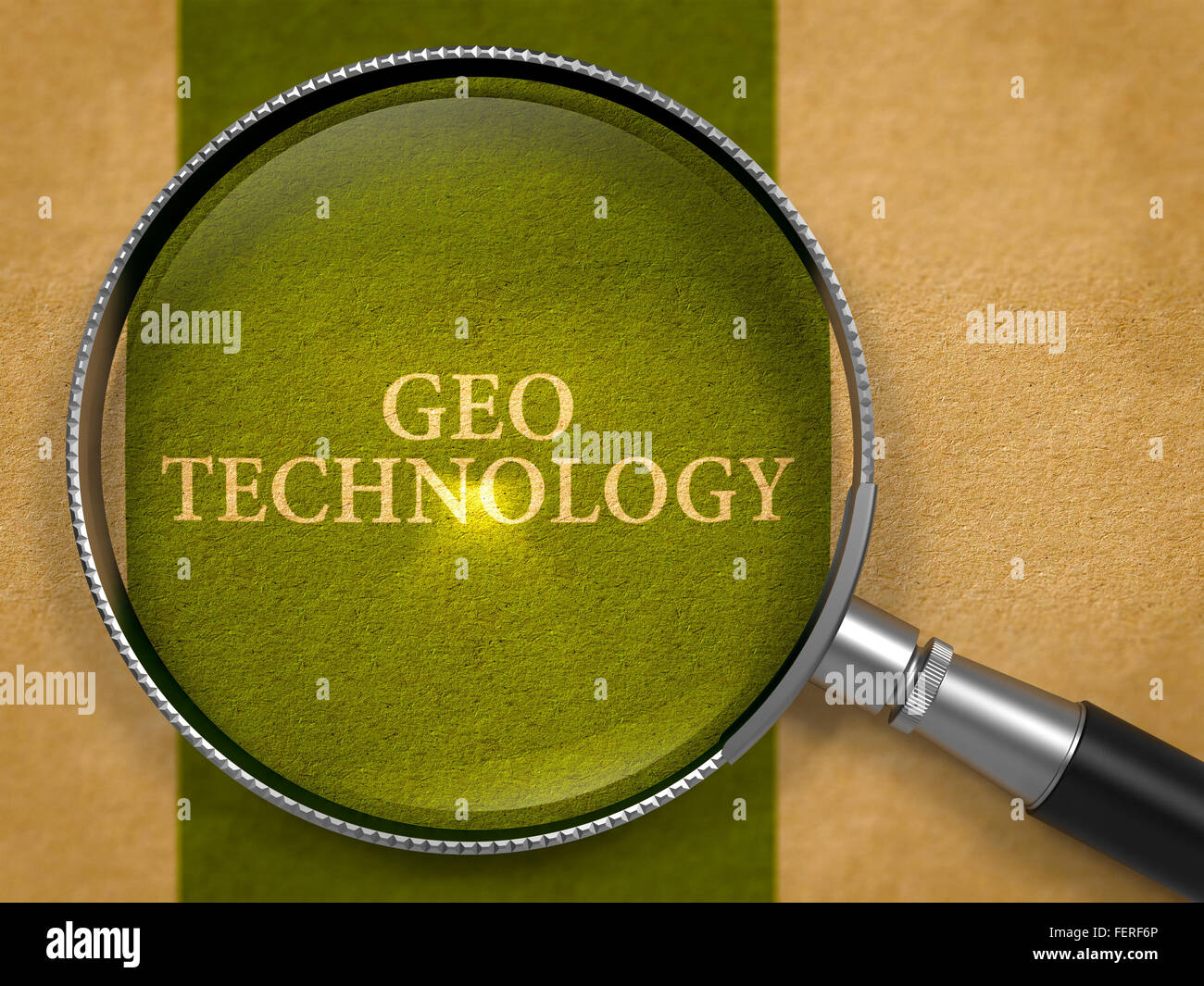 Geo Technology through Loupe on Old Paper Stock Photo - Alamy