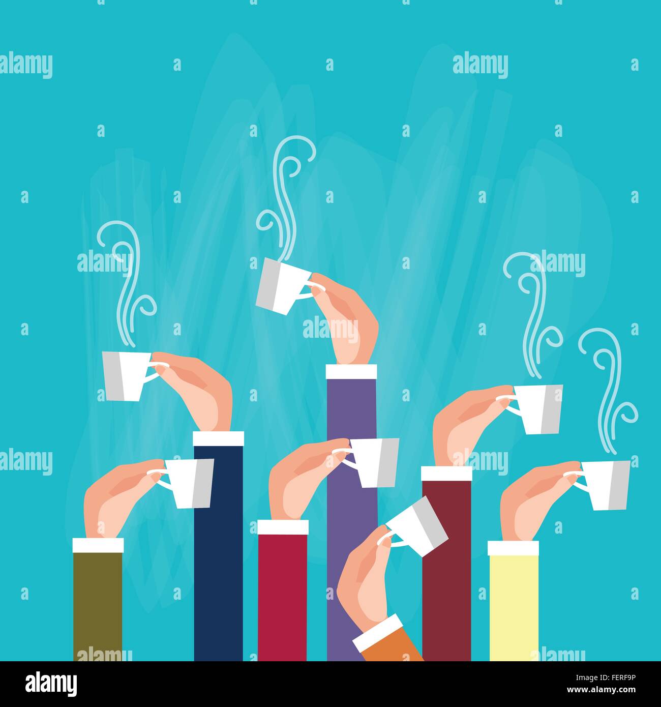 Hands Group Holding Cup Mug Tea Coffee Break Concept Stock Vector Image ...