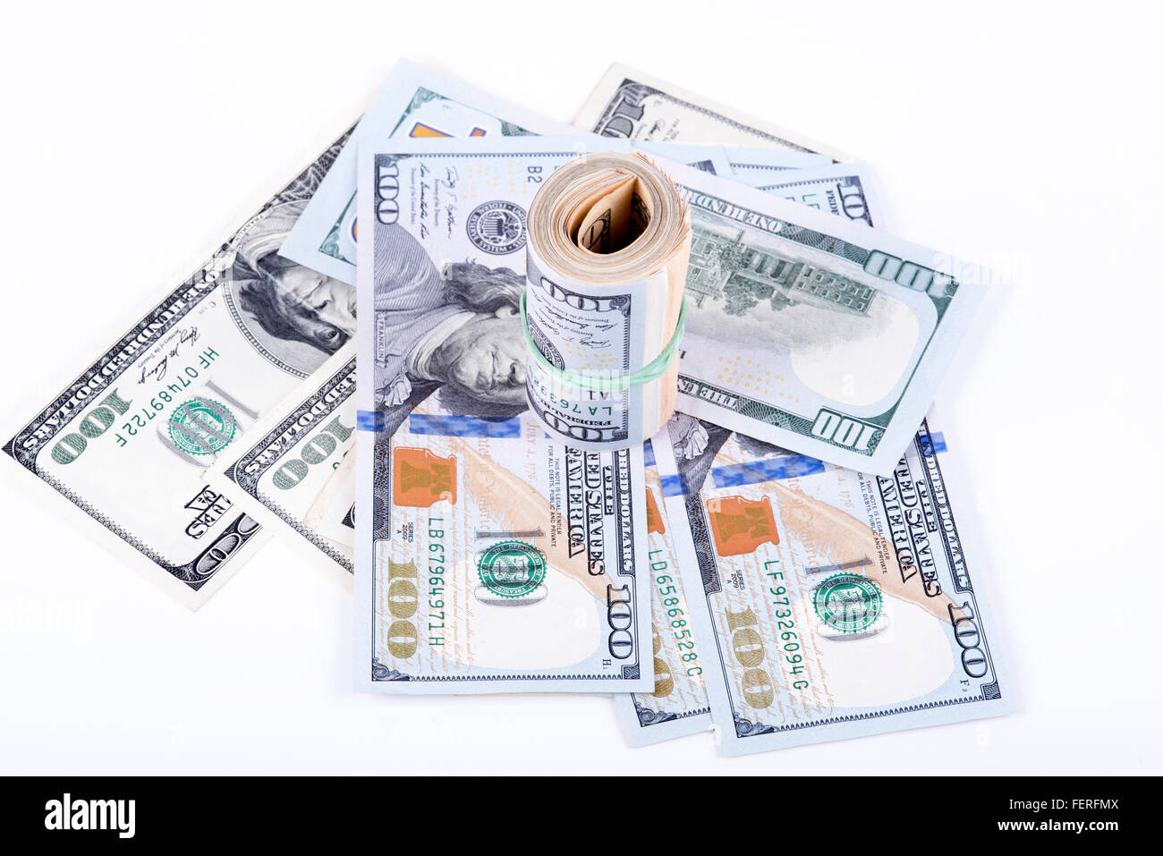 pictures of dollar banknotes on a white background Stock Photo - Alamy