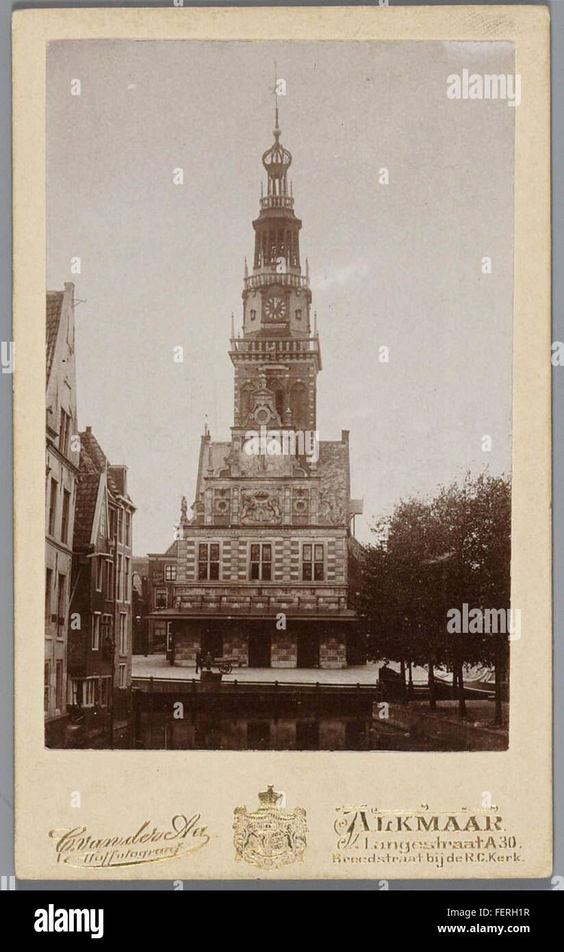 A historical image of De Waag in the Netherlands, captured around 1900 ...