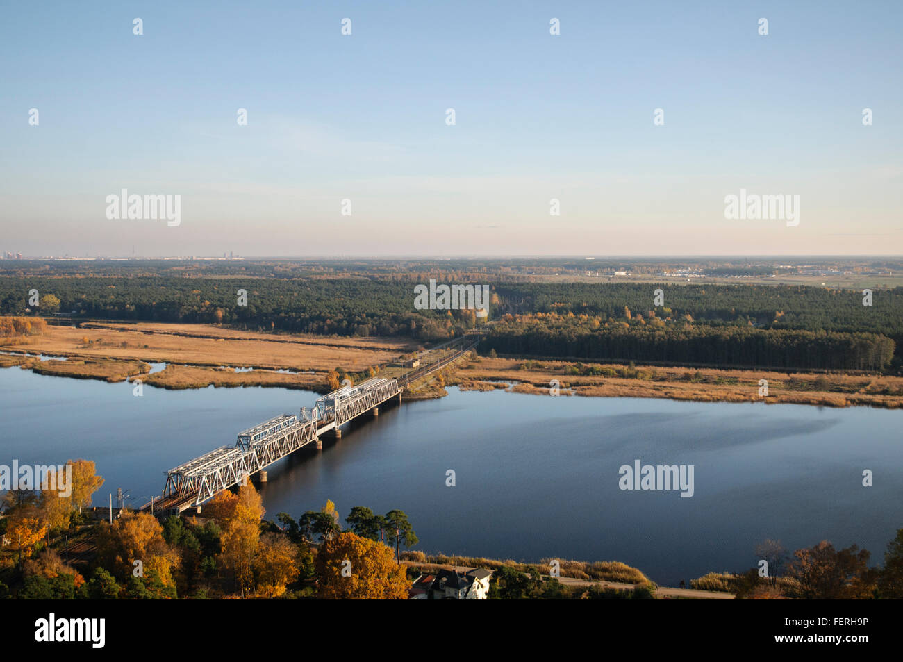 Railway bridge over Lielupe River, Latvia Stock Photo - Alamy