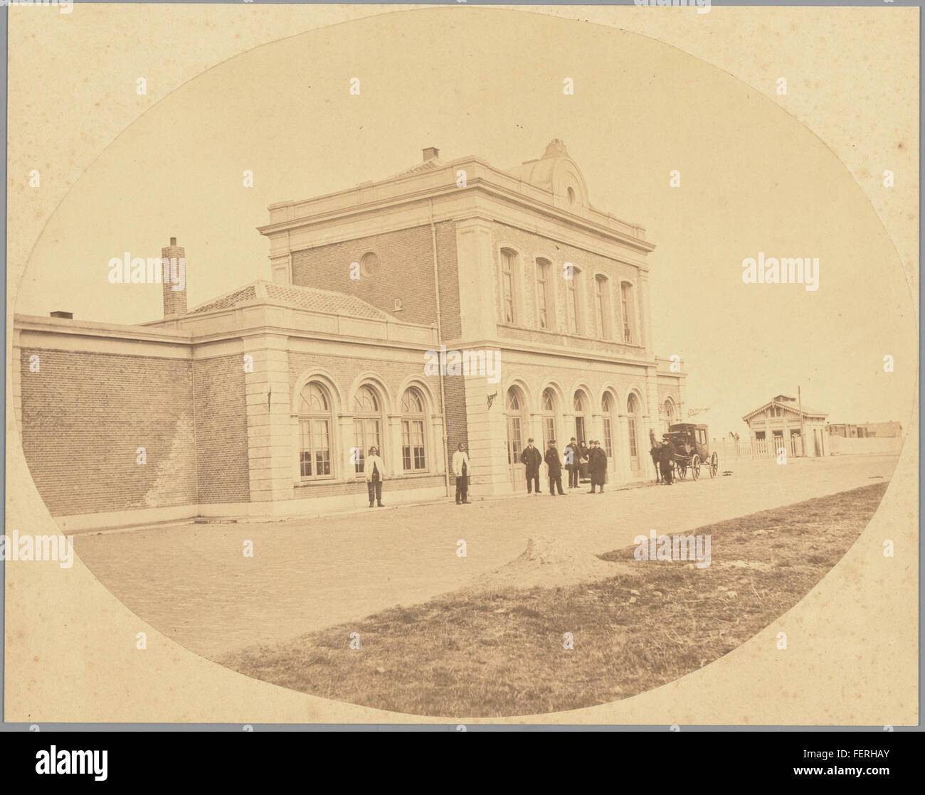 This image depicts Station Alkmaar in 1870, showing the early railway ...