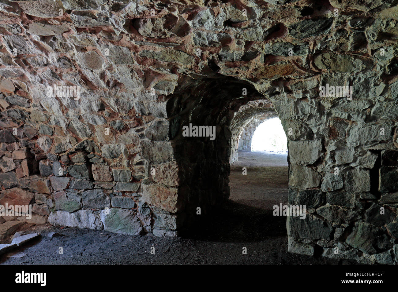 Inside part of the fortress walls on Kustaanmiekka on the fortress ...