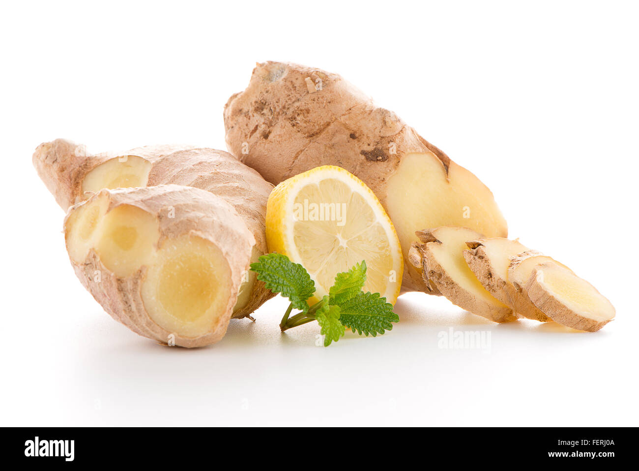 Ginger root isolated on white background Stock Photo - Alamy