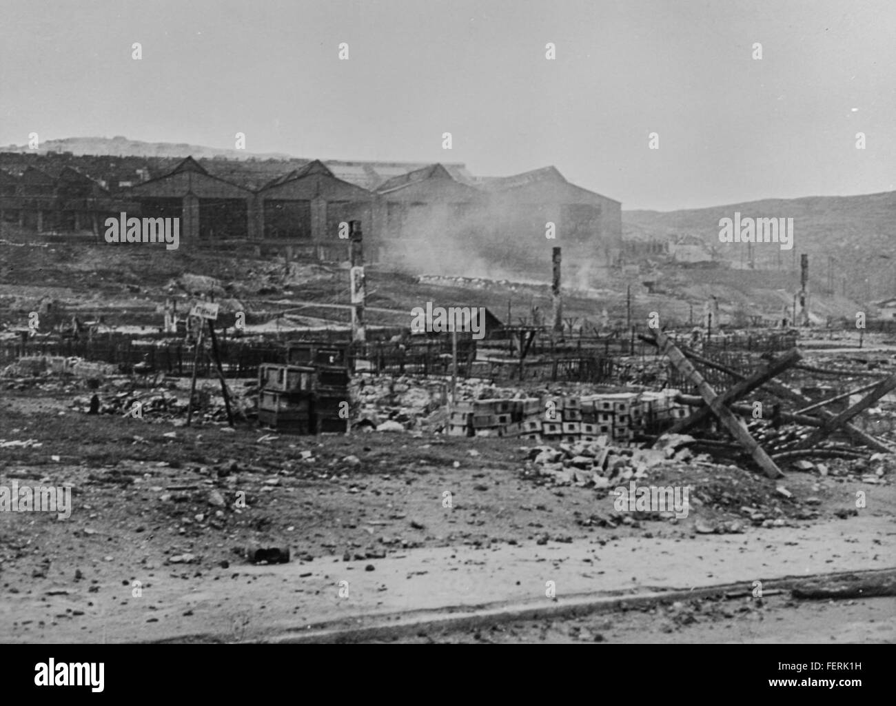 A photograph from the aftermath of the German retreat during World War ...