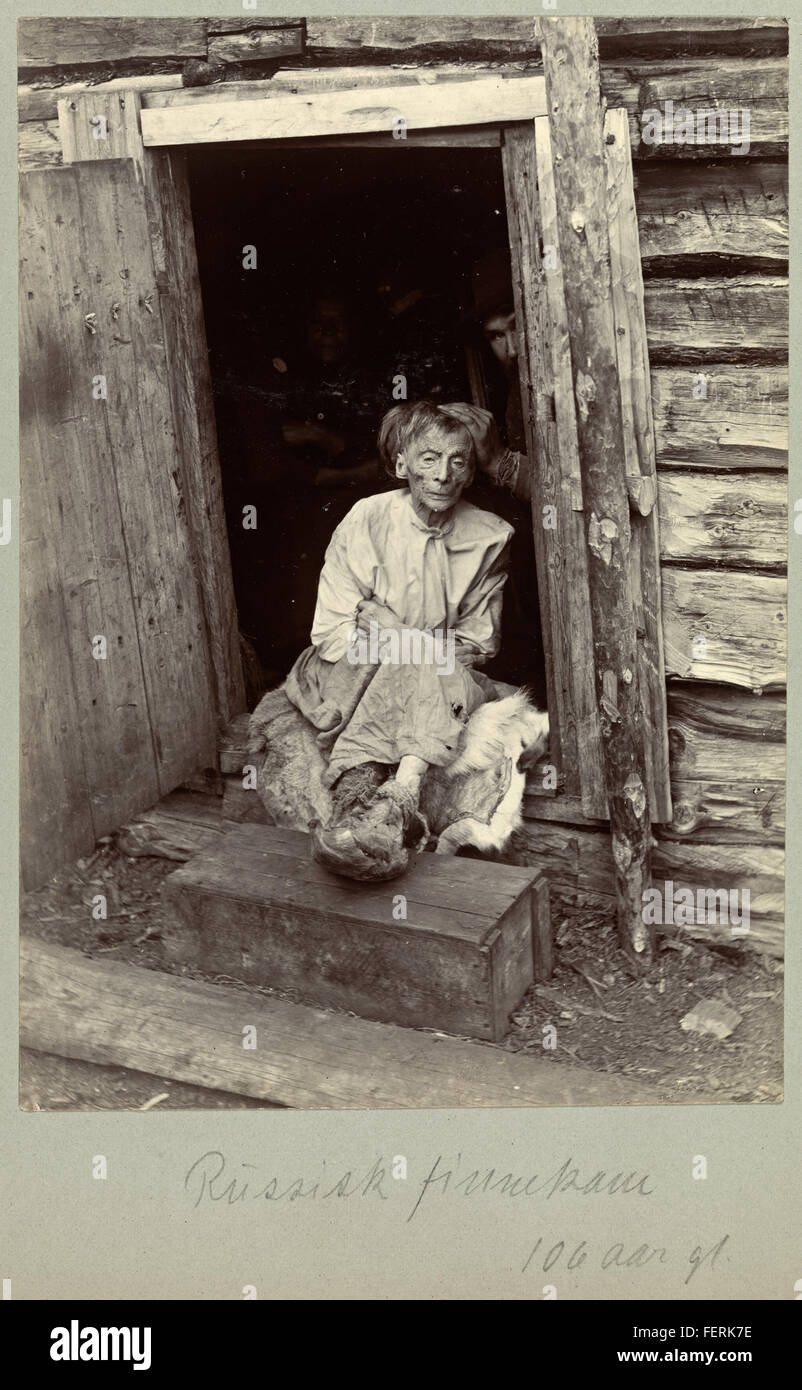 A portrait of an elderly woman, approximately 100 years old, identified ...
