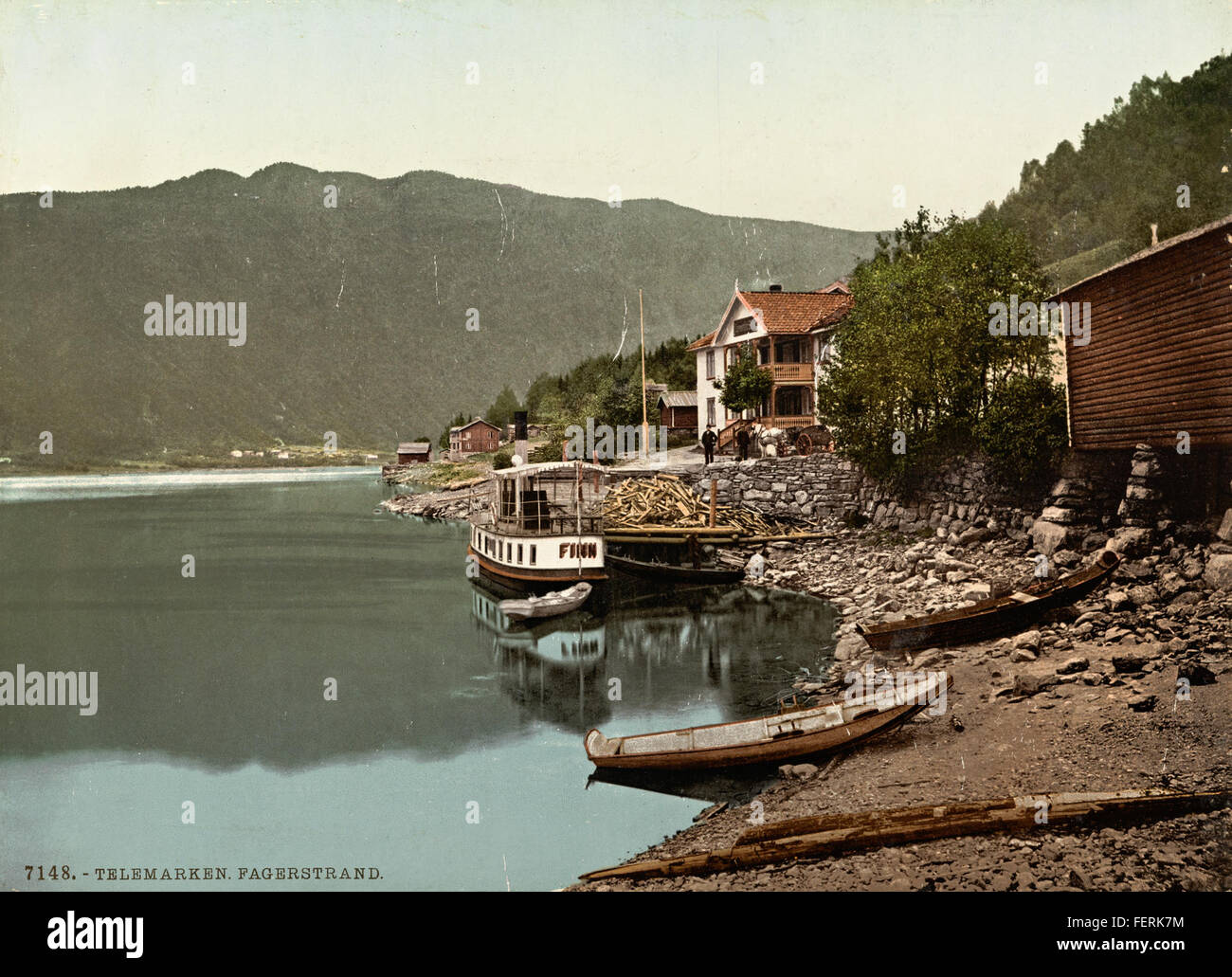 A photograph of the landscape in Telemark, Norway, taken around 1900 ...