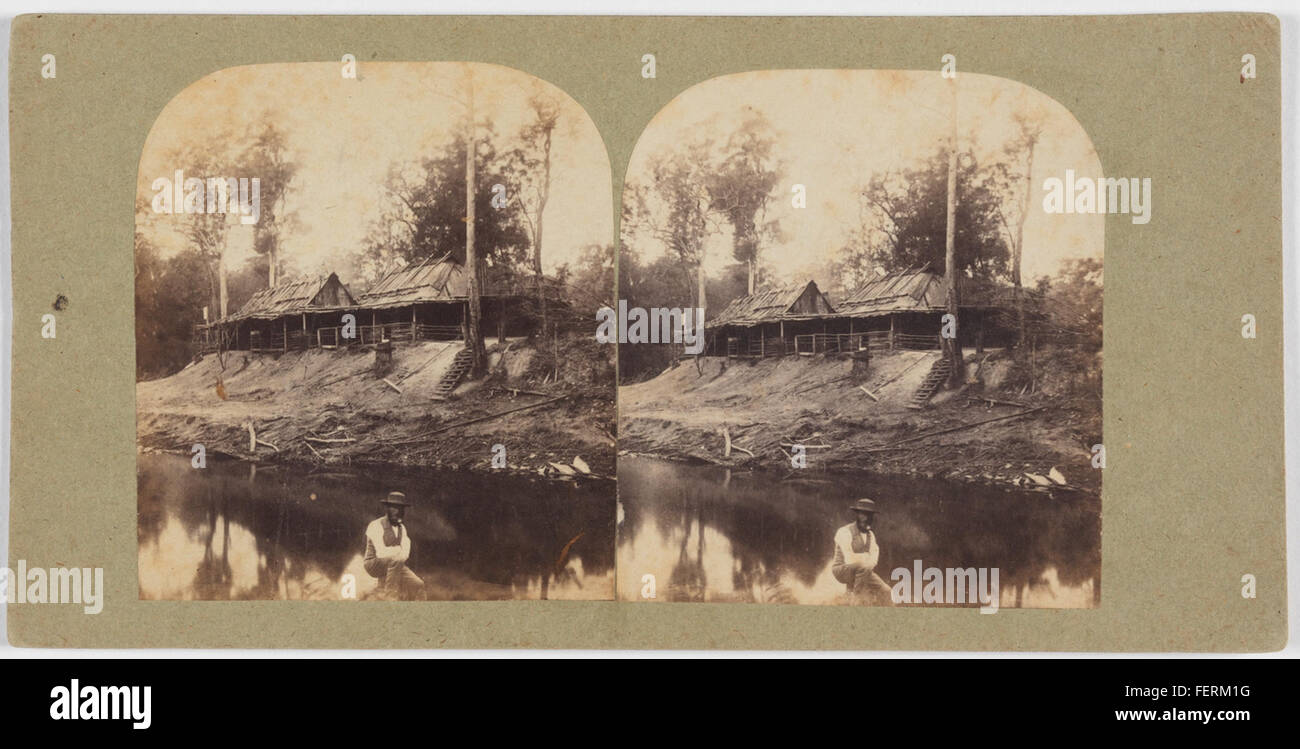 A stereograph image from the Gold Rush era, titled 'a9600001h'. This ...