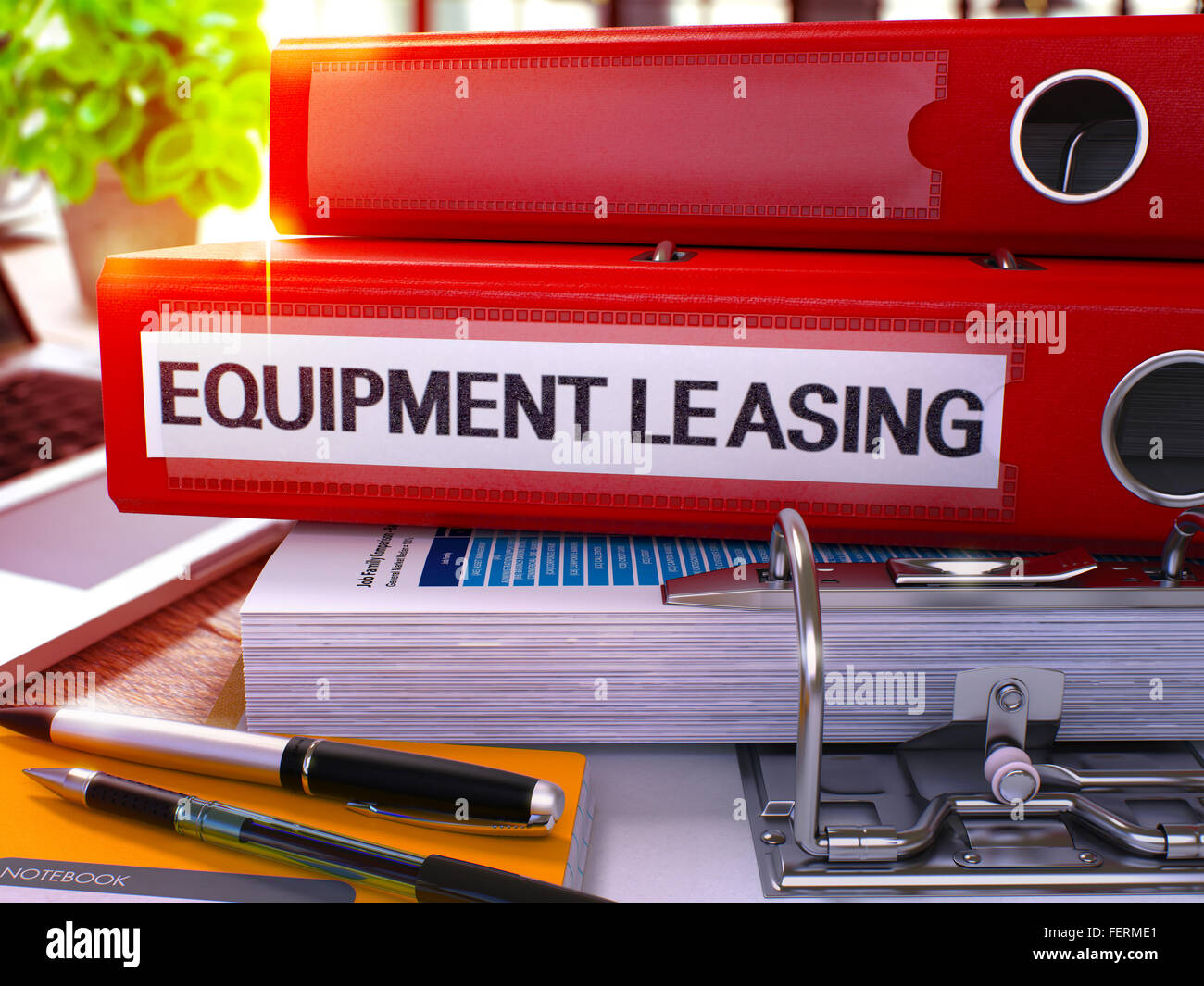 Red Office Folder with Inscription Equipment Leasing Stock Photo - Alamy