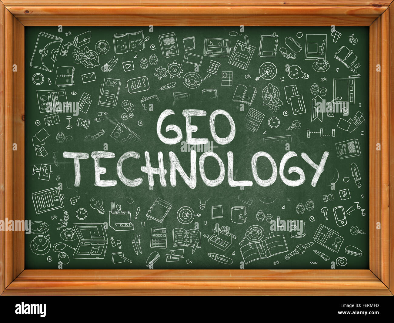 Geo Technology Concept. Doodle Icons on Chalkboard Stock Photo - Alamy