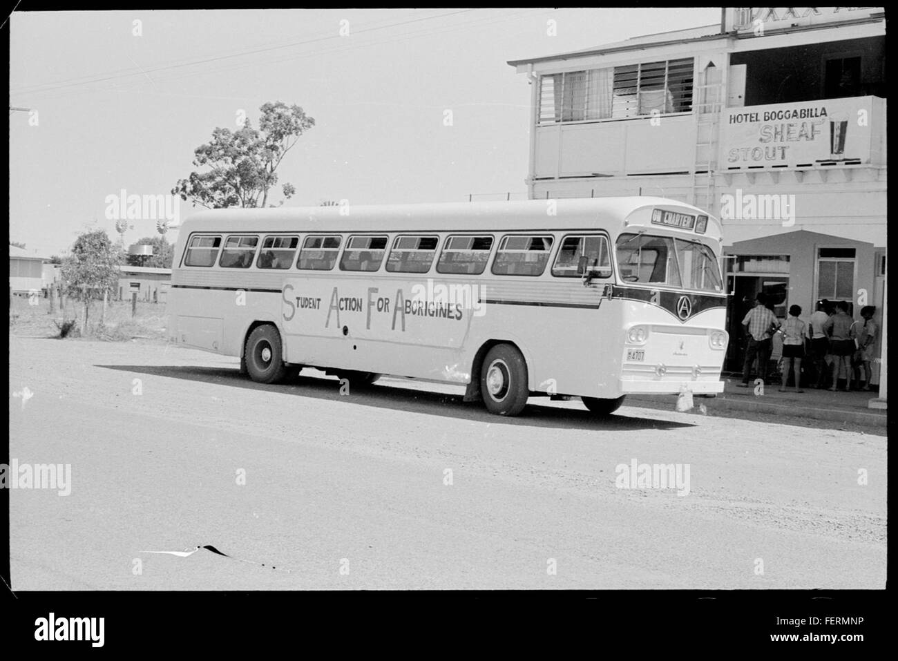 A historical image showing student activists outside the Hotel ...