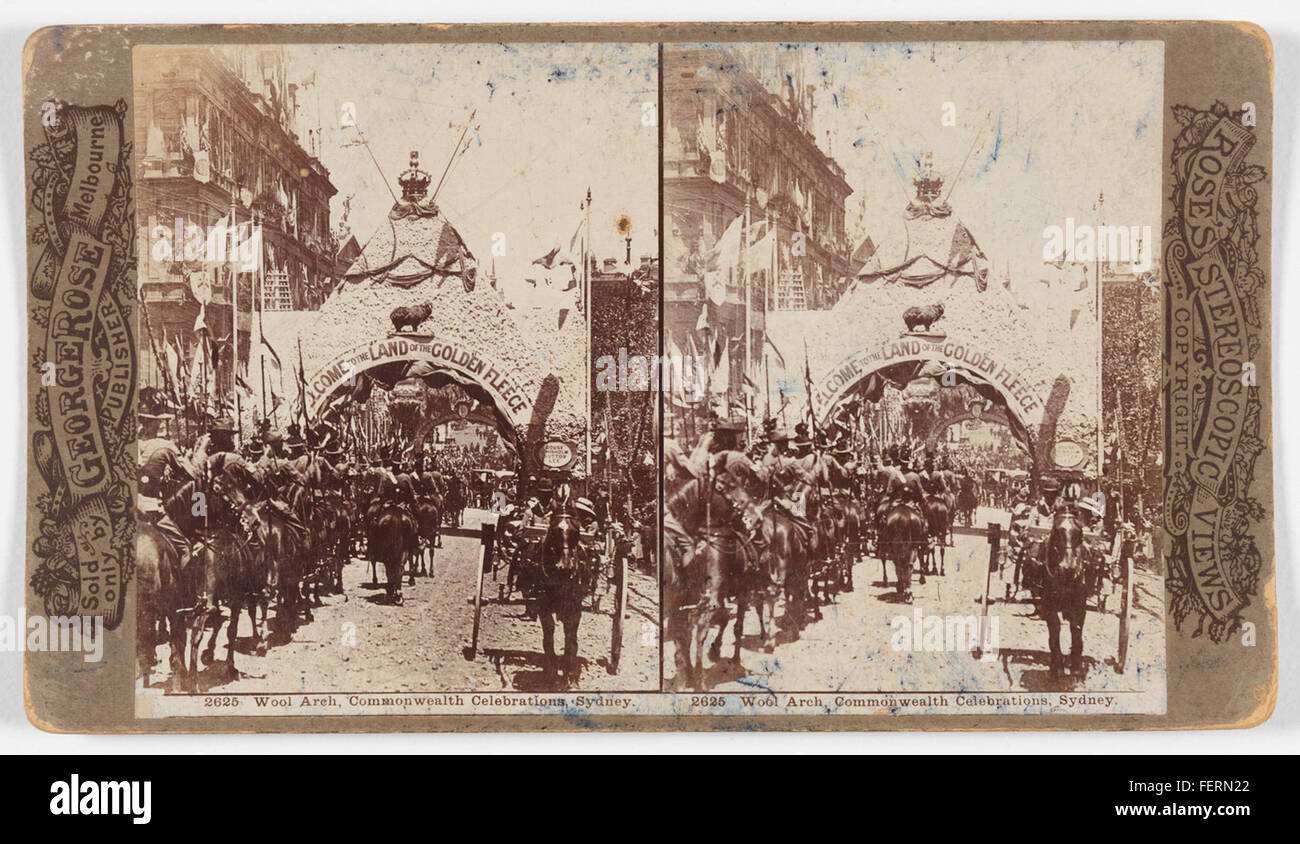 A stereograph from 1901 depicts the celebrations of the Federation of ...