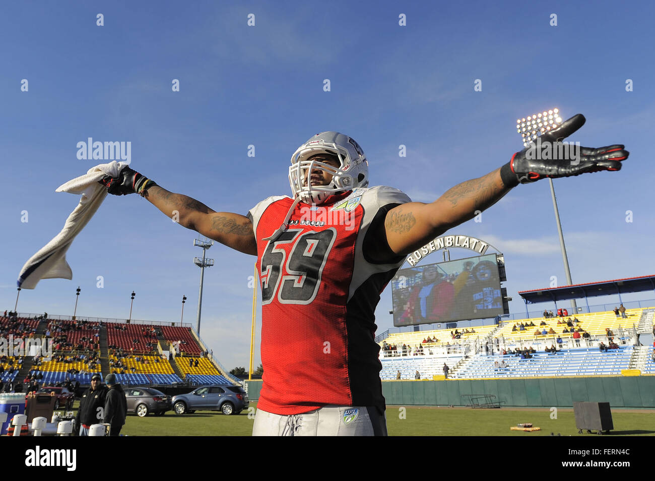 Omaha, Florida, USA. 27th Nov, 2010. Las Vegas Locomotives linebacker ...