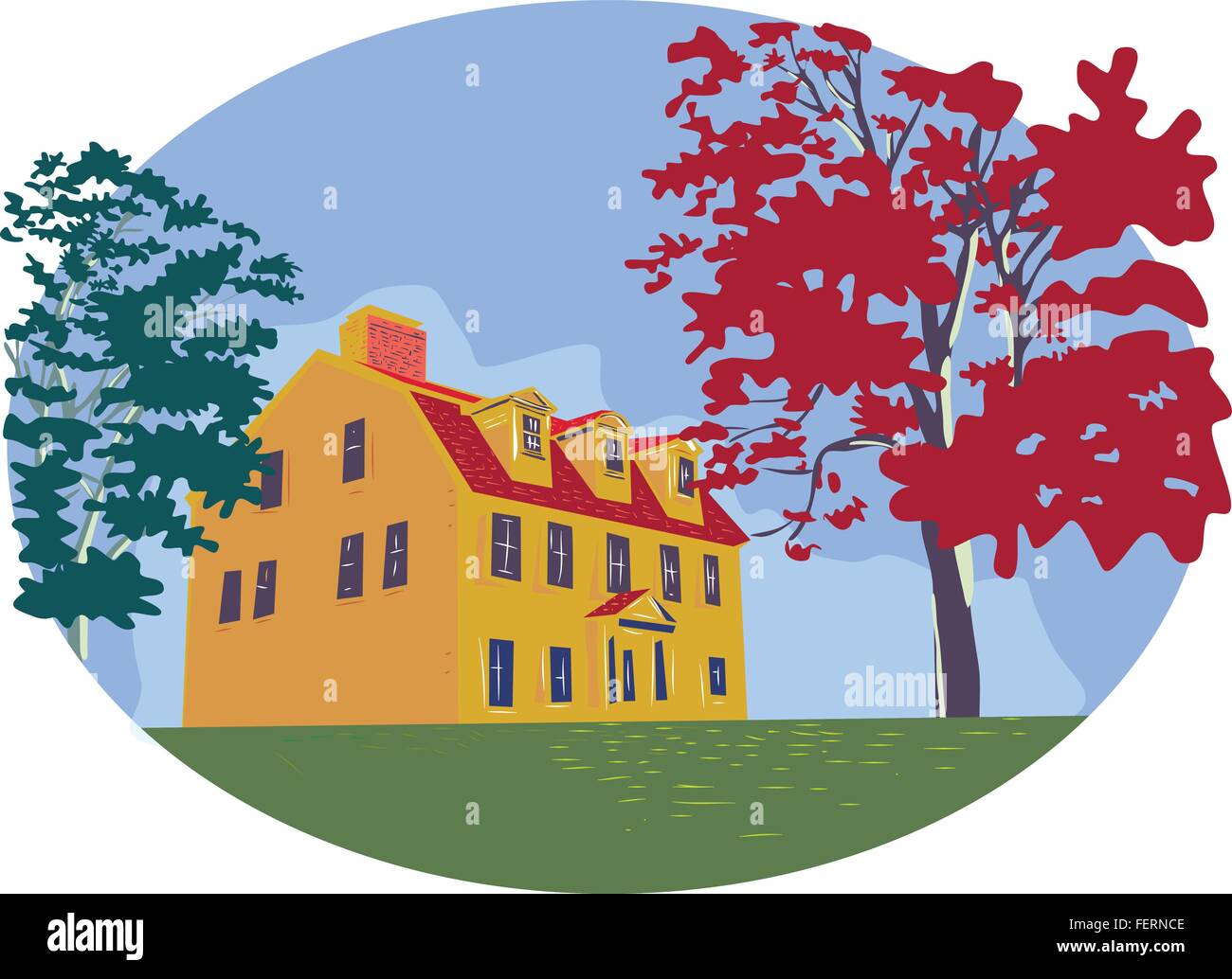 Colonial American Homes Clip Art