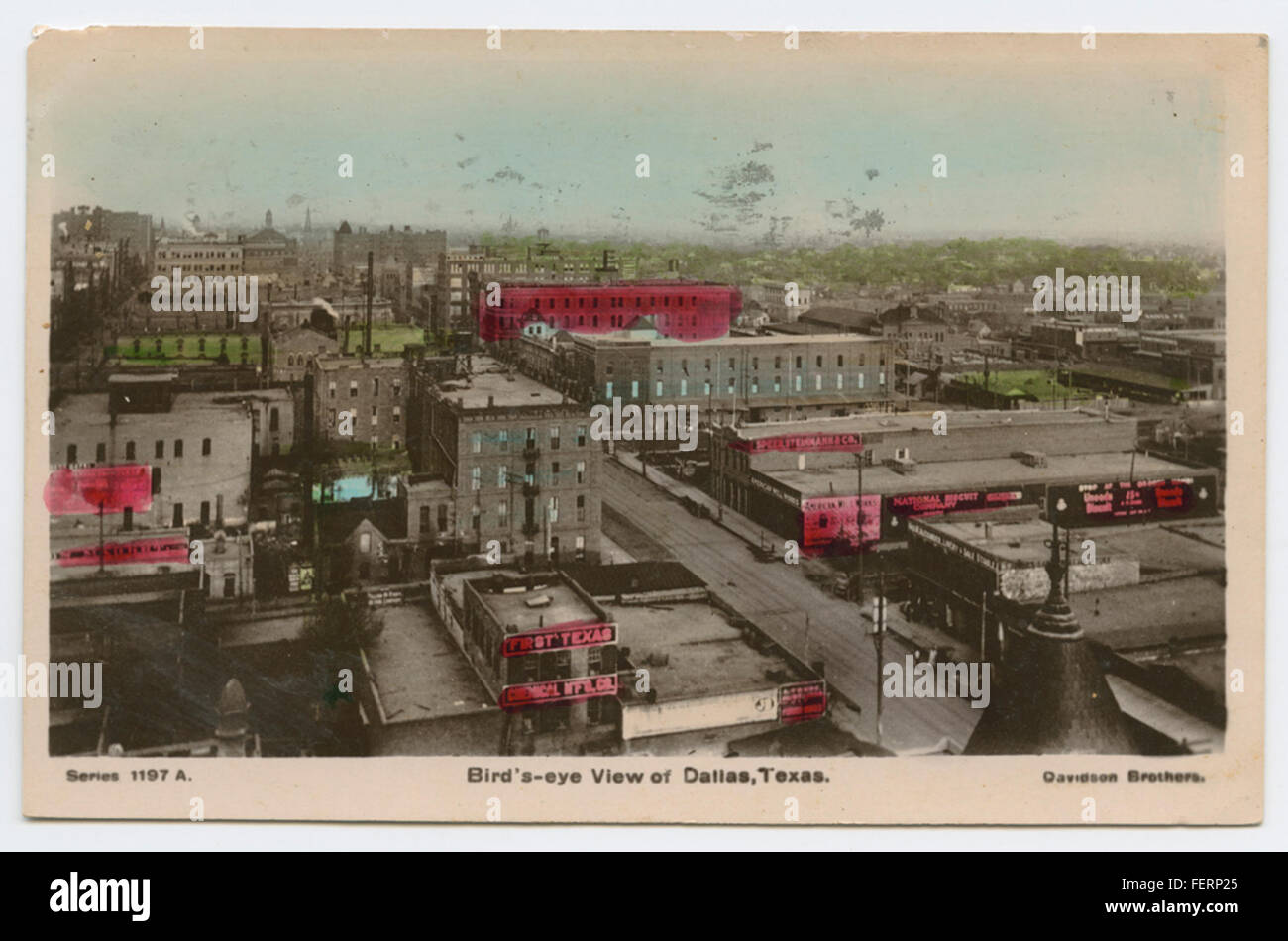 A bird's-eye view of Dallas, Texas, showcases the downtown area ...
