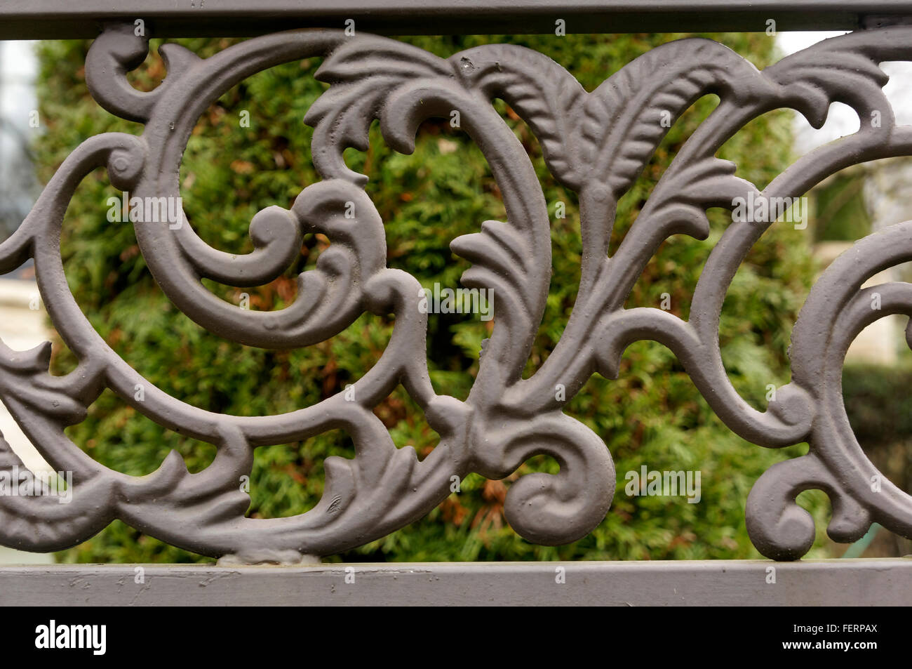 Ornate iron scrolling decoration on a fence Stock Photo - Alamy
