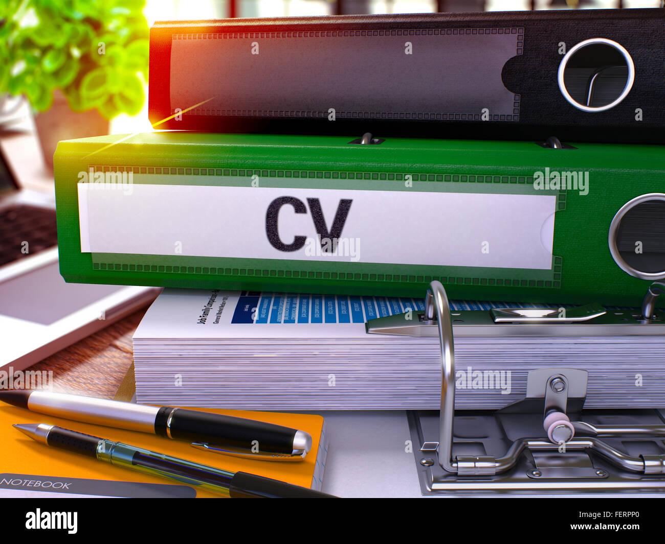 Green Office Folder with Inscription Cv Stock Photo - Alamy