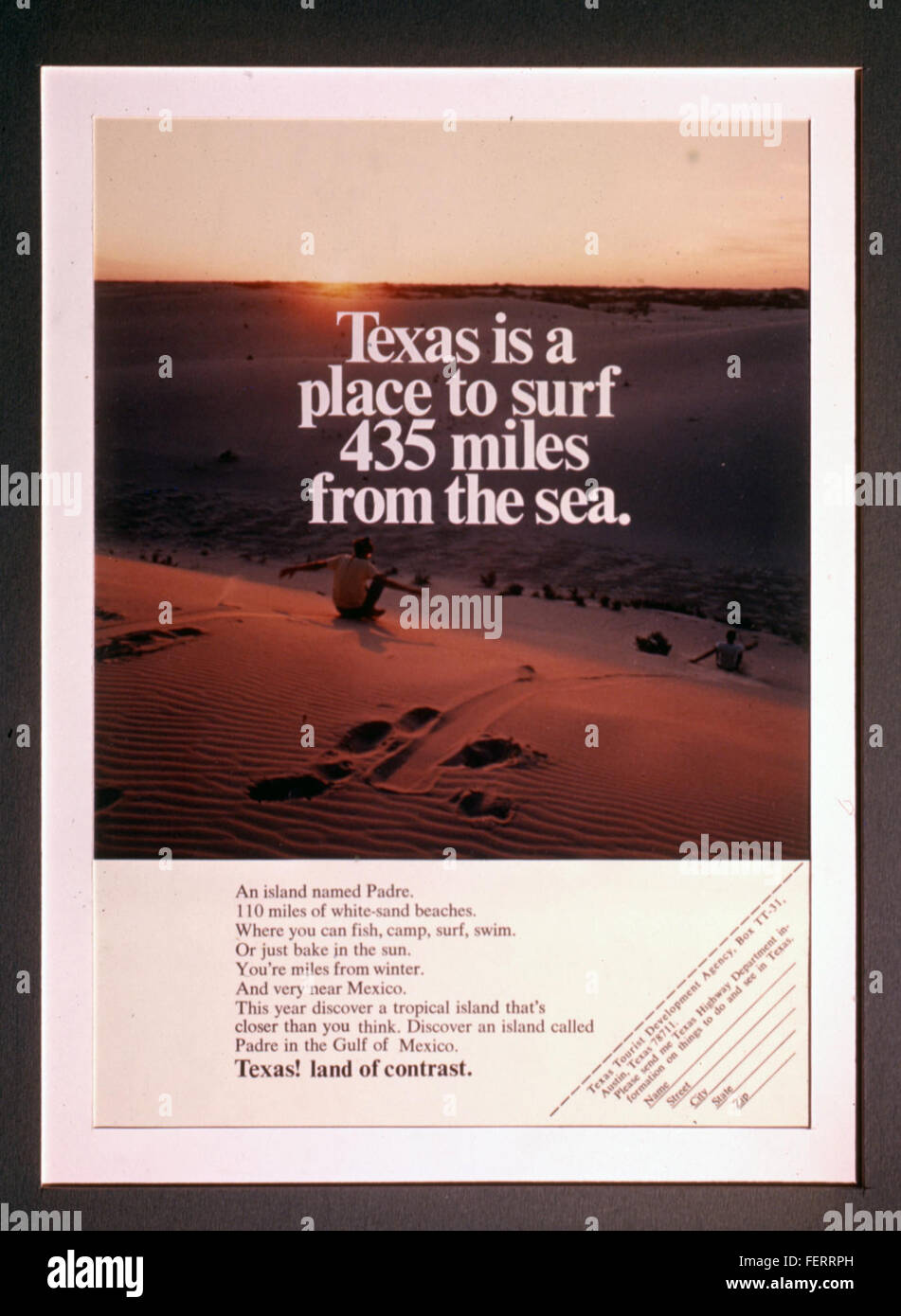 This advertisement highlights tourism in Texas, showcasing the state's ...