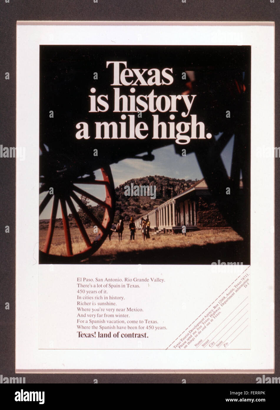 A historical tourism advertisement promoting Texas, showcasing the ...
