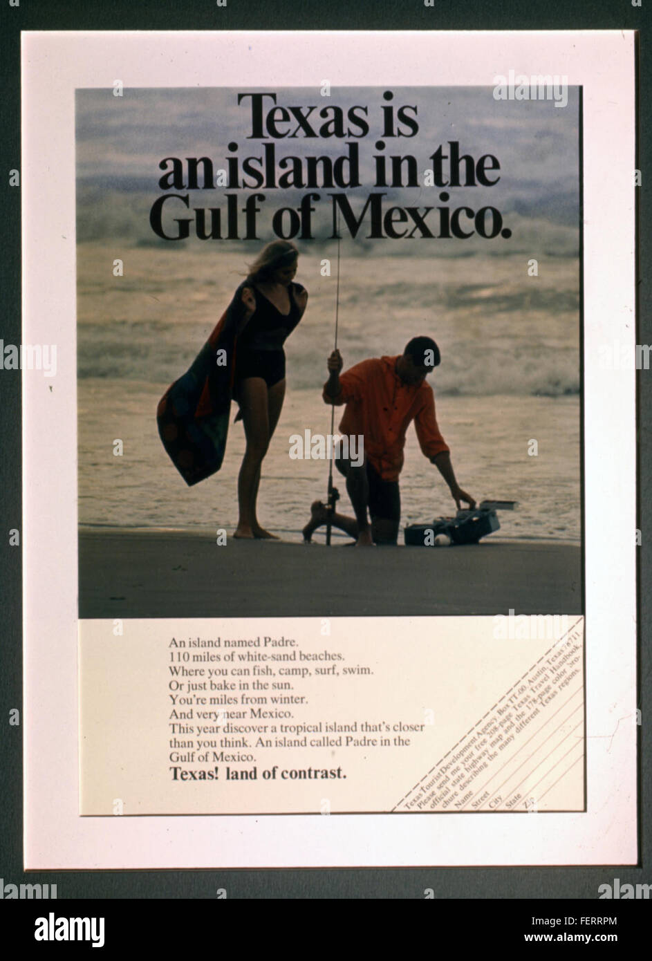 An advertisement promoting tourism in Texas, showcasing the state’s ...