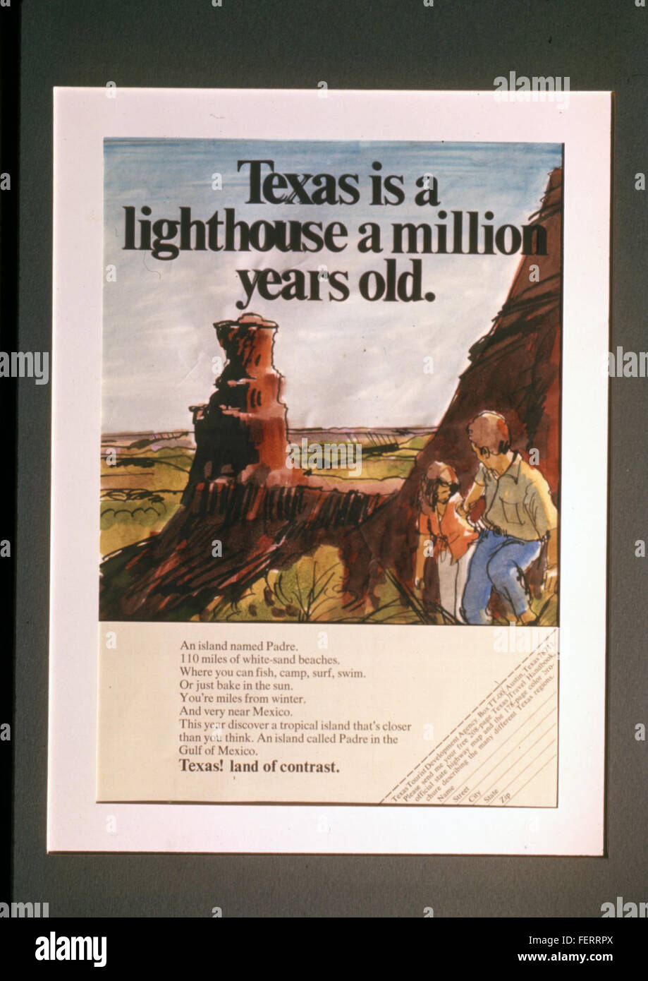 A promotional advertisement focusing on Texas tourism, highlighting ...