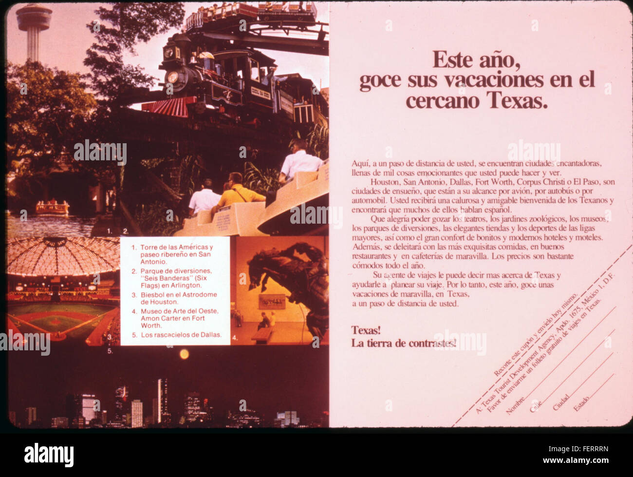 An advertisement promoting tourism in Texas, showcasing the state's ...