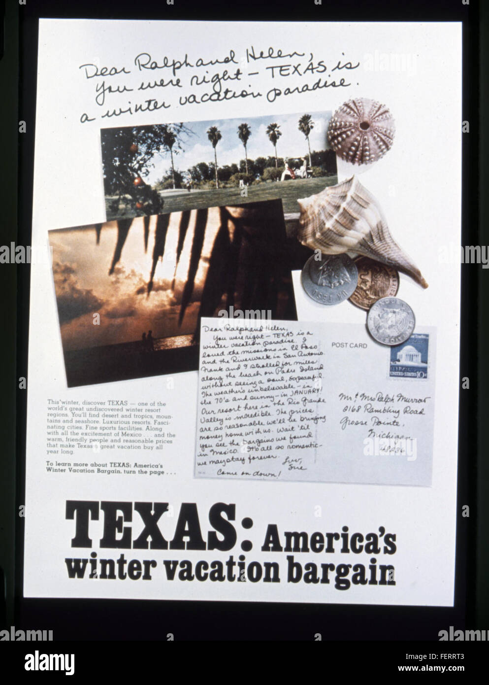 An advertisement promoting Texas tourism, highlighting the state's ...