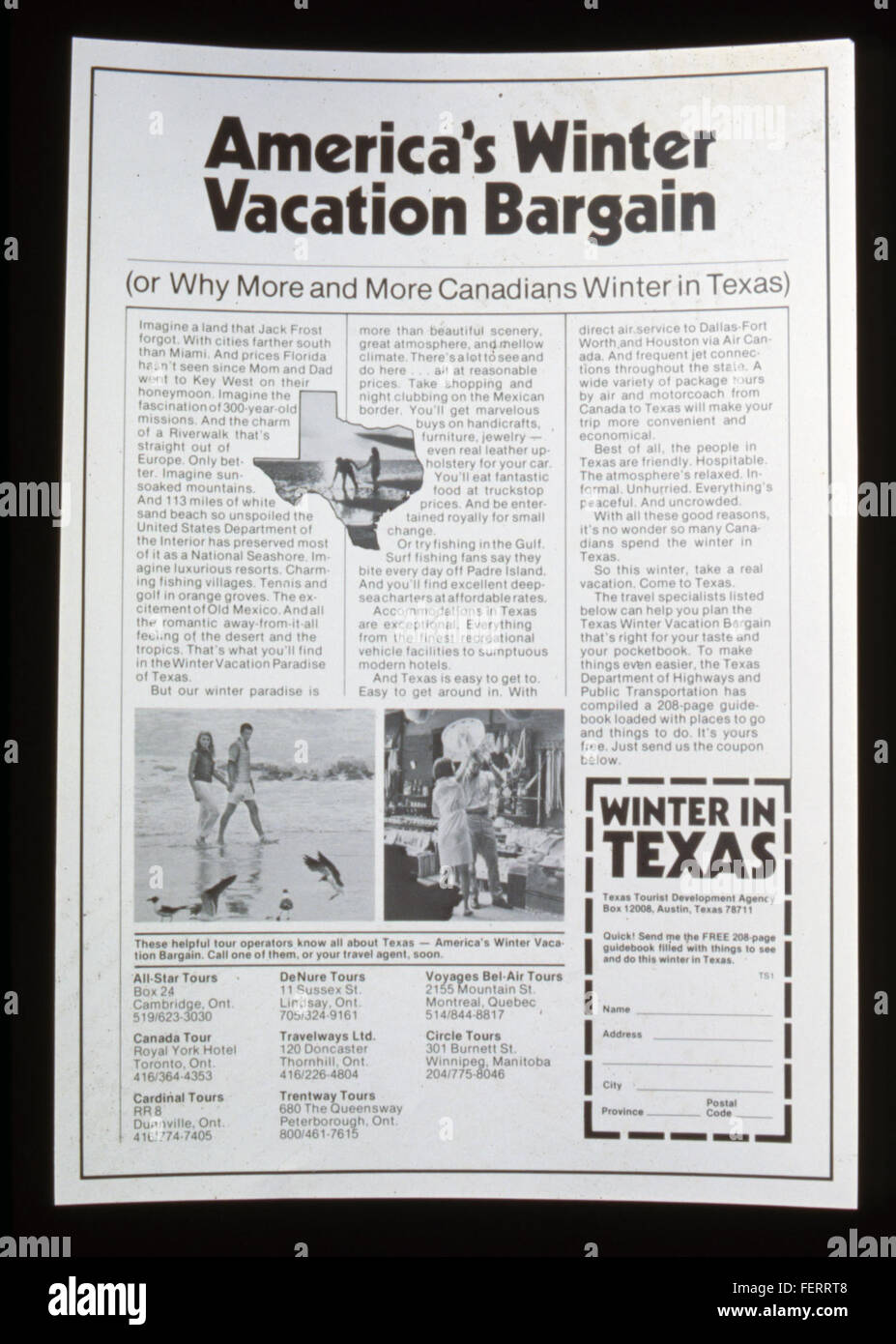 Advertisement advertisement, Texas, tourism Stock Photo - Alamy