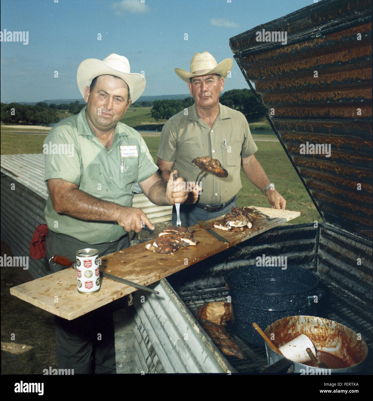A photograph from 1970 showing a turkey barbecue in Fredericksburg ...