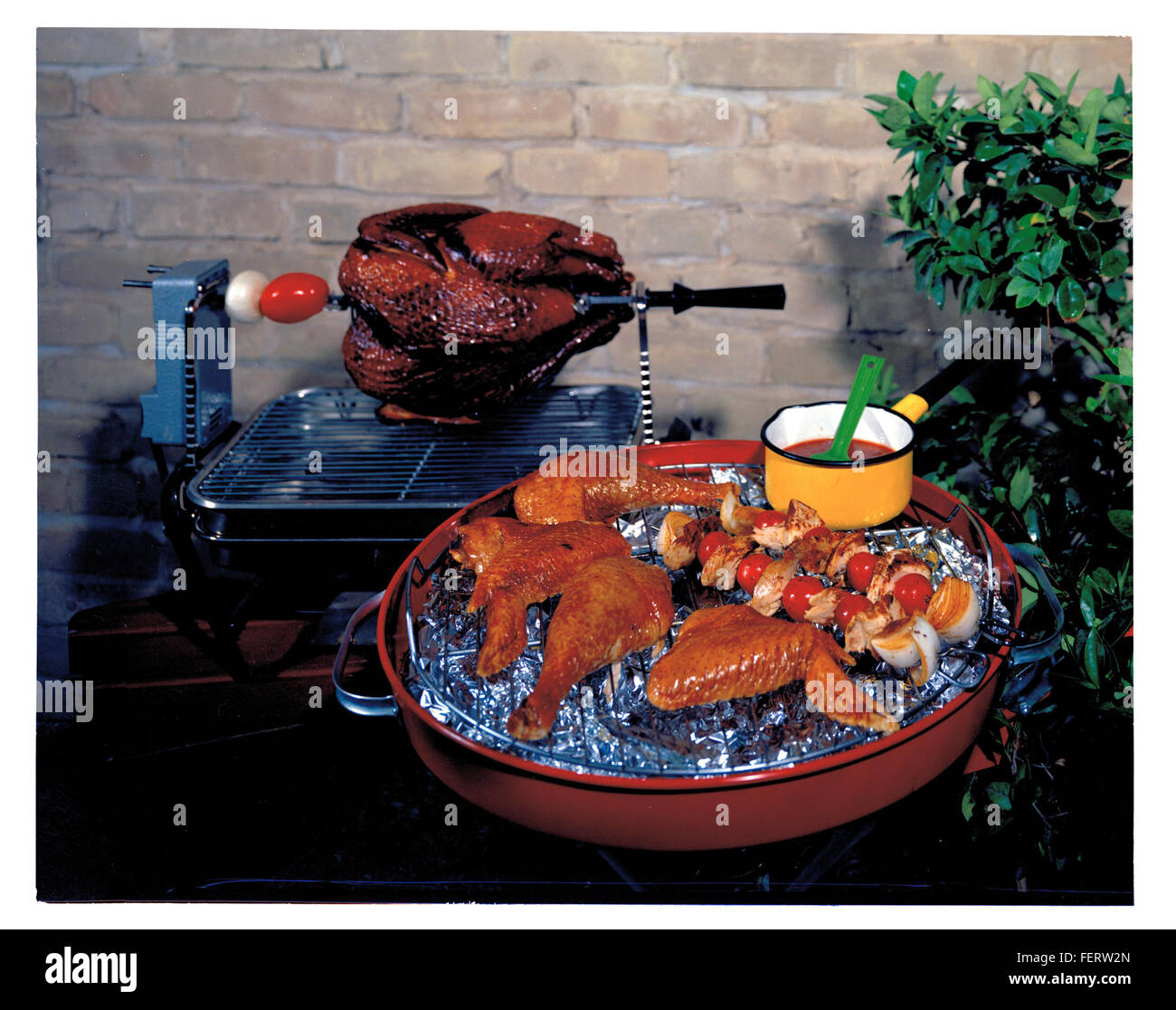 Turkey Barbeque by Wall, 1970 Stock Photo - Alamy