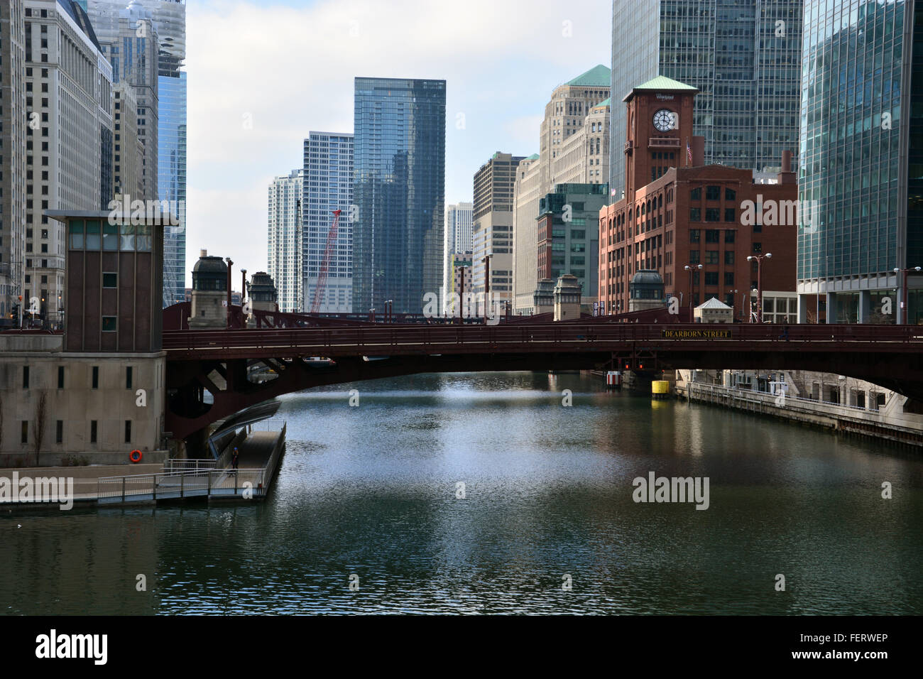 Looking west to the 1962 Dearborn Street trunnion bascule bridge on the ...