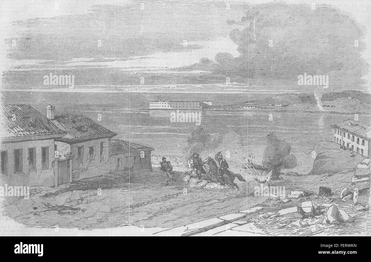 UKRAINE Sevastopol harbour nr Fort Nicholas 1856. Illustrated London ...