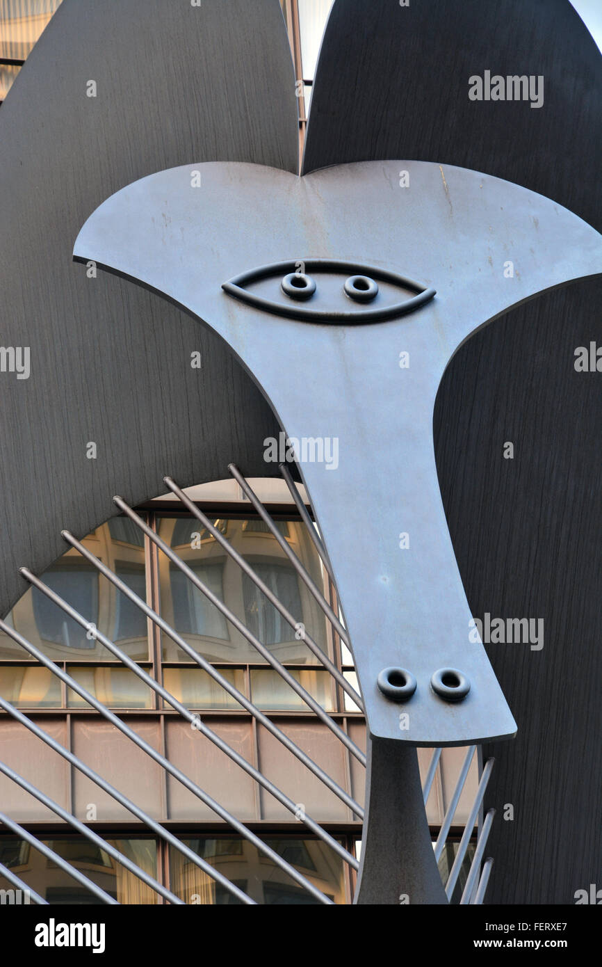 Close up detail on the face of the Picasso statue in Daley Plaza, one ...