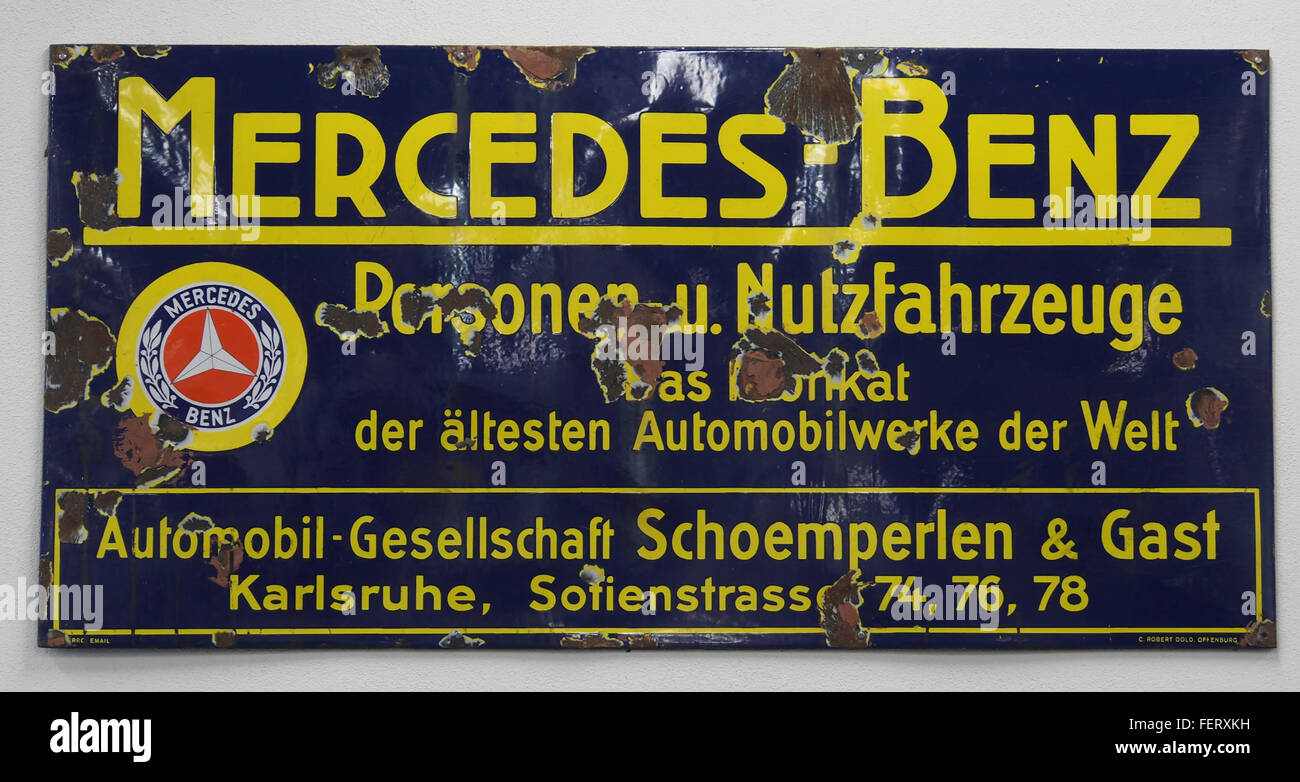 This Mercedes-Benz enamel advertising sign showcases vintage design ...