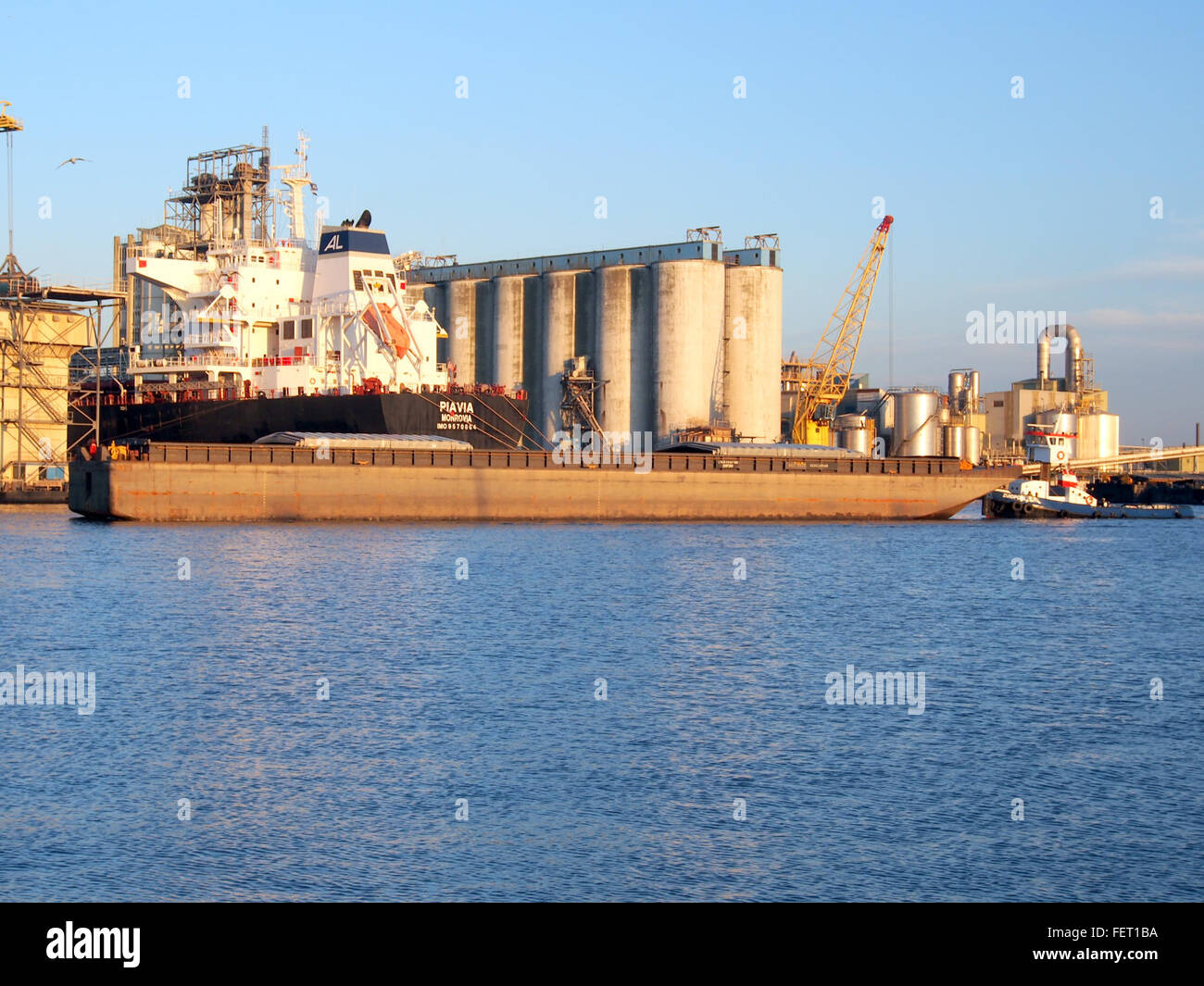 The Zuidpool is seen pushing the Marika vessel in the Port of Amsterdam ...