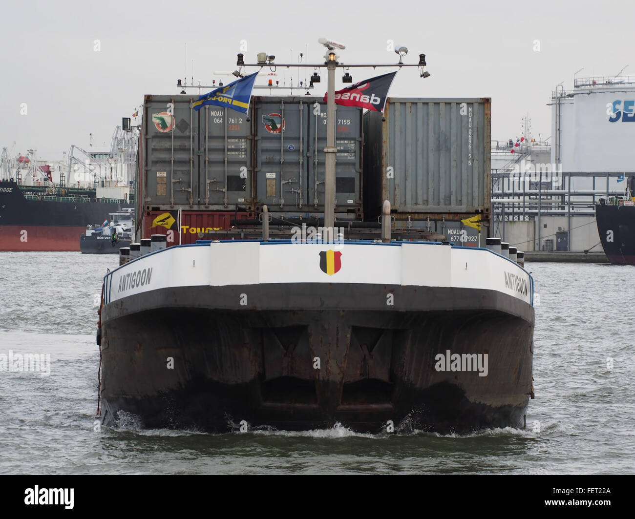 The Antigoon, a vessel built in 2002, is docked at the Port of Antwerp ...