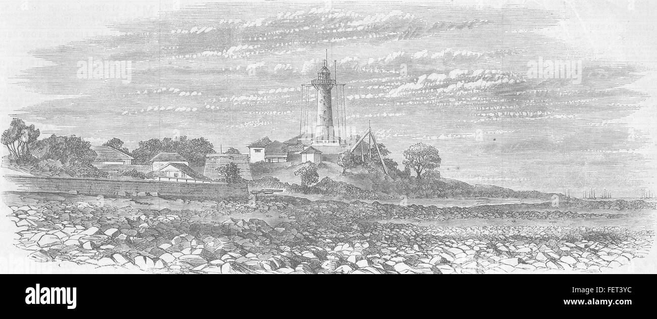 INDIA Lighthouse on Colaba Point, near Mumbai 1868. Illustrated London ...