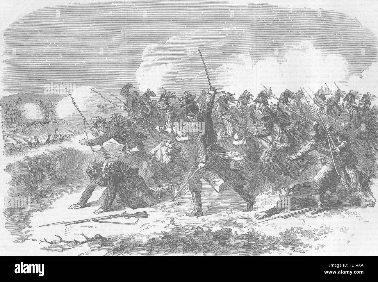 GERMANY Schleswig-Holstein Battle of Over-Selk 1864. Illustrated London ...