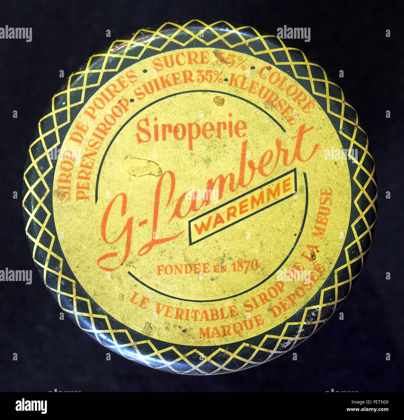Siroperie G Lambert Waremme, sirup tin photo 1 Stock Photo - Alamy