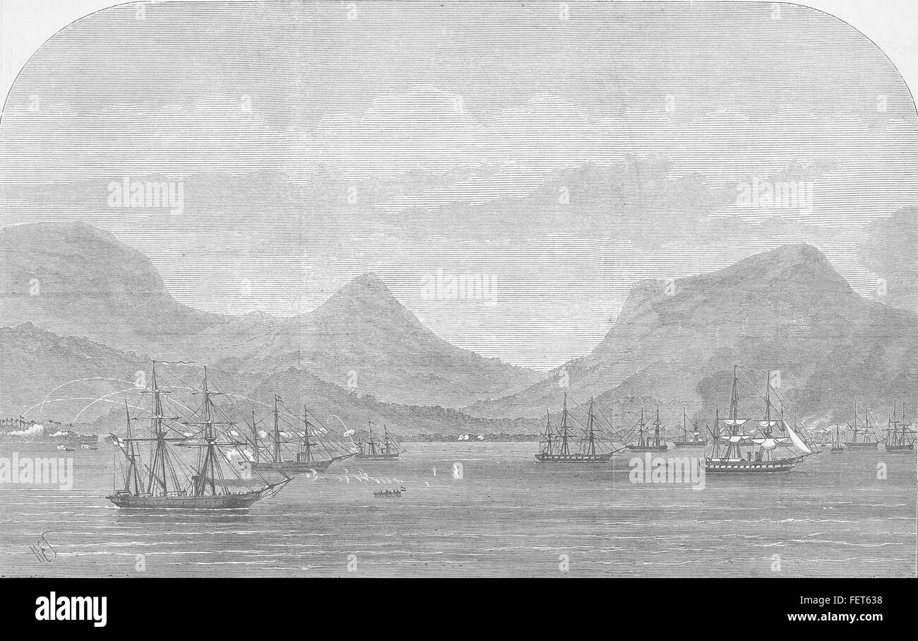 INDONESIA Aceh War Shelling of Aceh by Dutch Fleet 1873. Illustrated ...