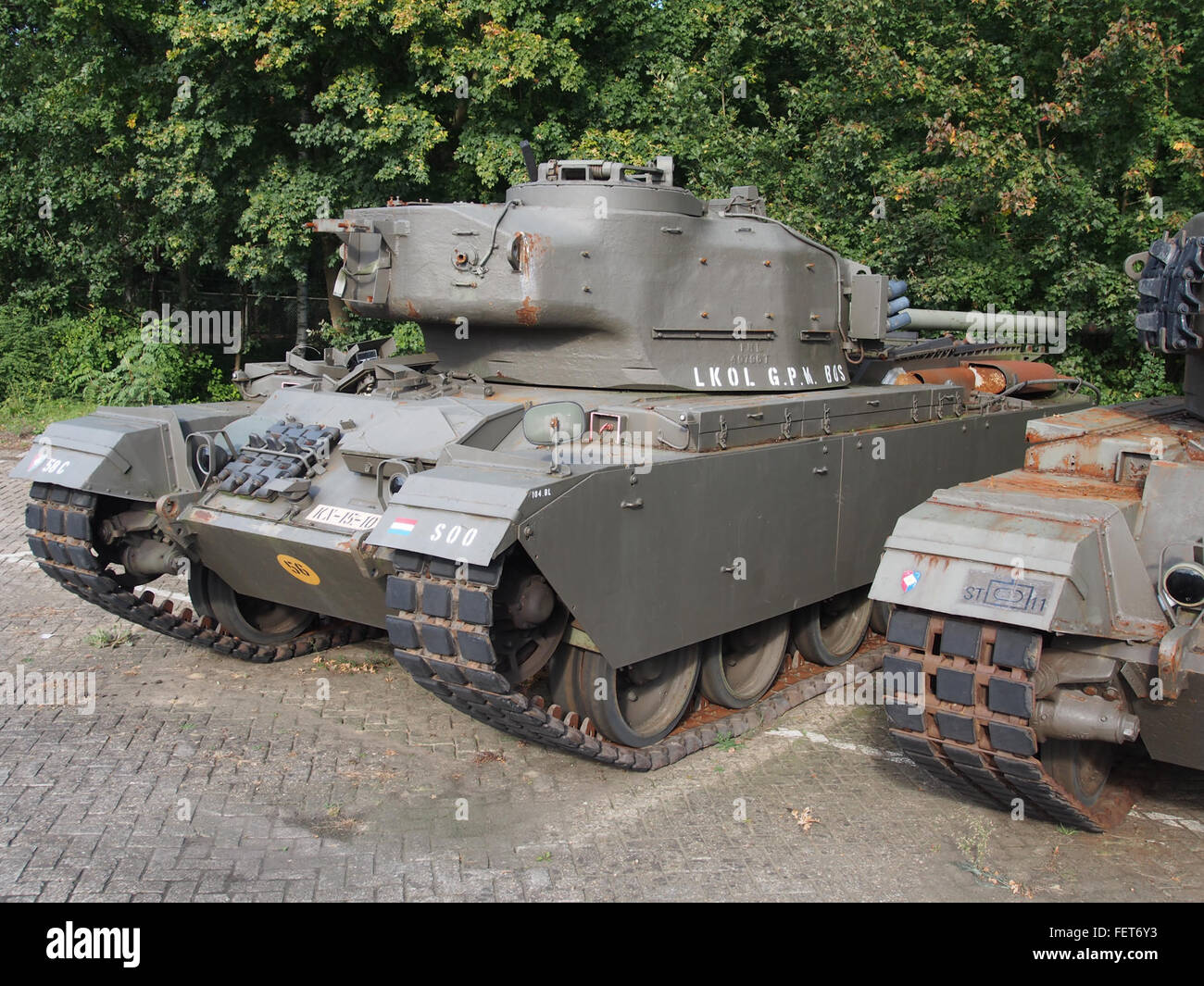 Retired Centurion tanks from the Dutch army are displayed in this image ...