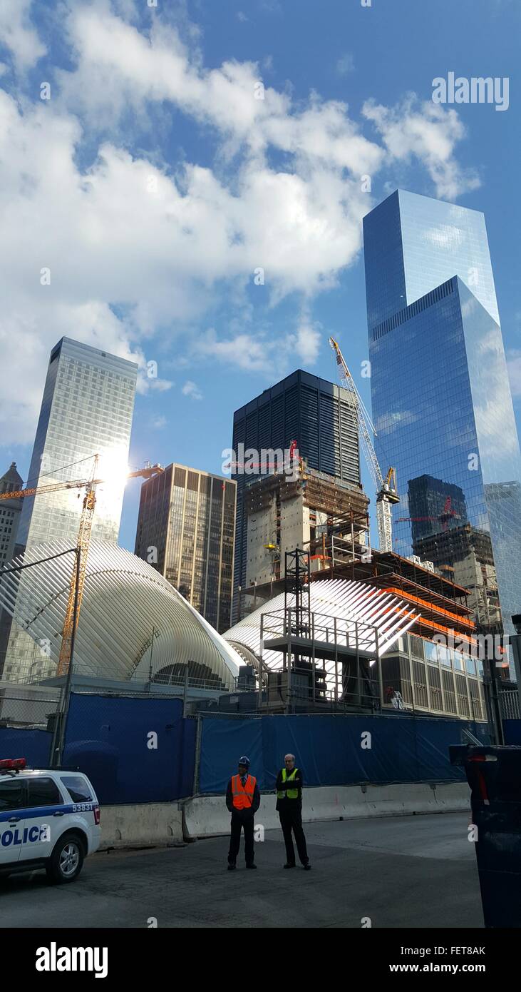 Police Force Guarding Construction Of Office Building In Downtown ...