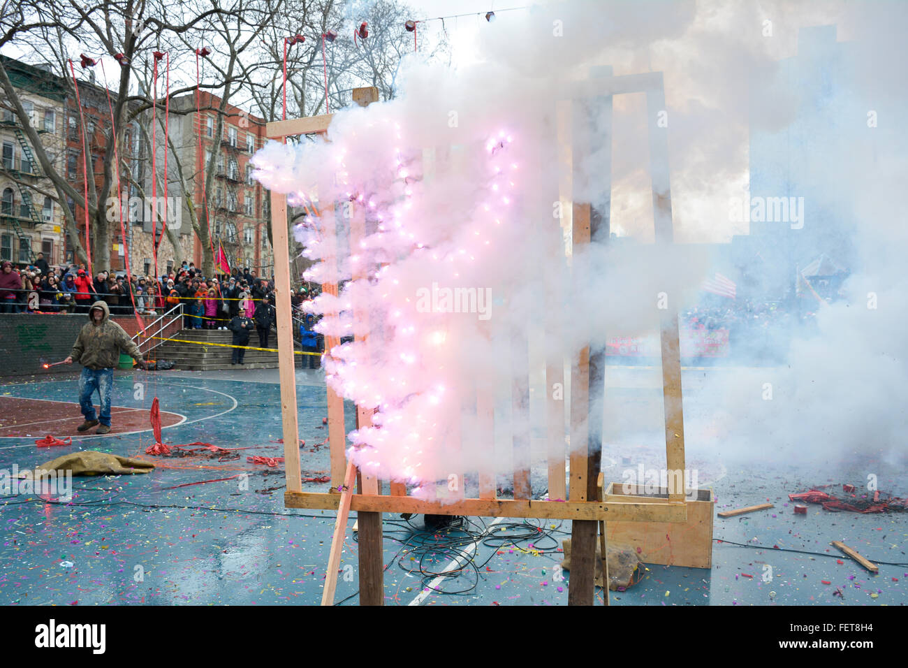 Manhattan, United States. 08th Feb, 2016. Lighting some firecrackers at ...