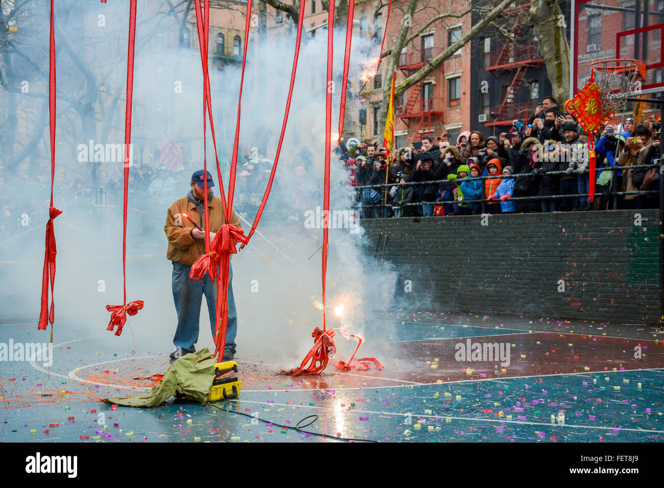 Manhattan, United States. 08th Feb, 2016. Lighting some firecrackers at ...