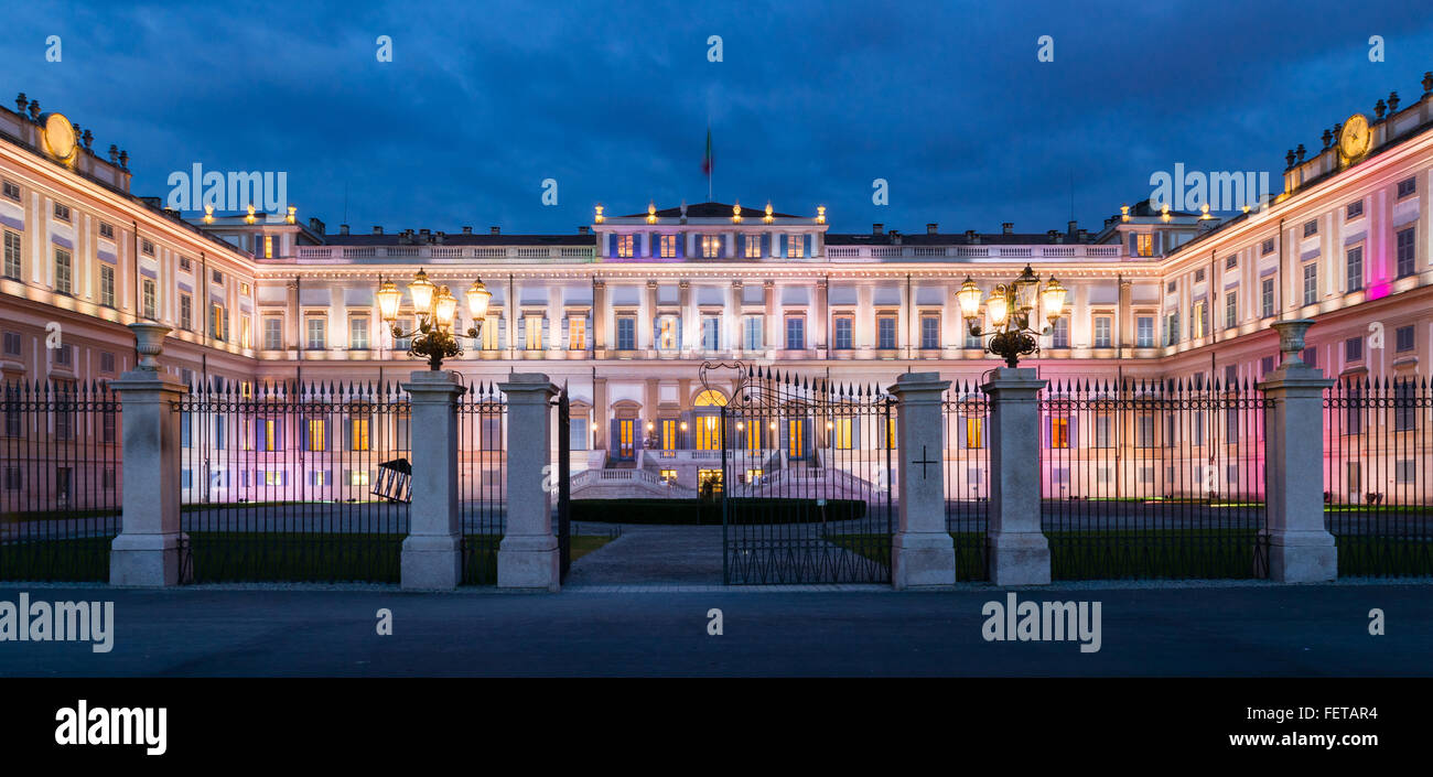 Villa Reale di Monza, Royal Villa of Monza, palace, dusk, Lombardy ...