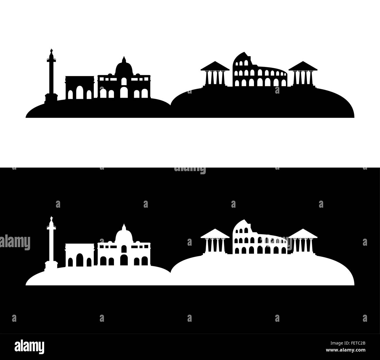 Rome skyline illustration Black and White Stock Photos & Images - Alamy